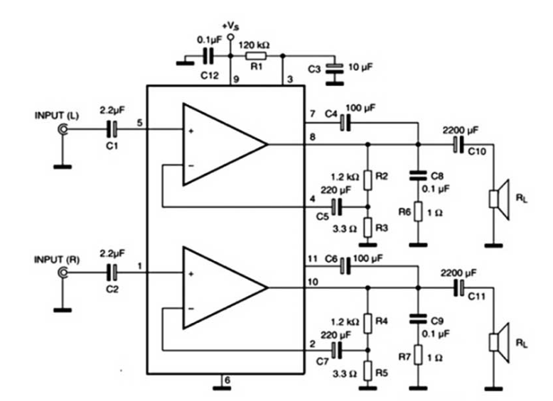 Datasheet dan Skema IC TDA2005 - Rekomend.id